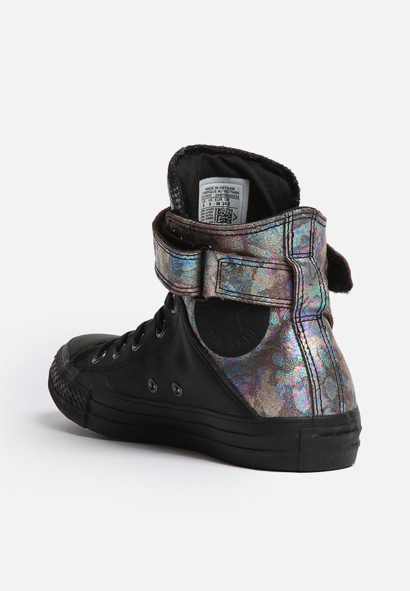Converse CTAS Brea Oil Slick Leather HI - Black Converse Sneakers ...