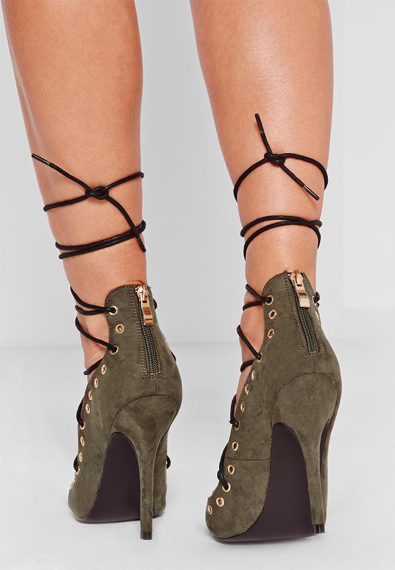 Eyelet lace up court-Khaki Missguided Heels | Superbalist.com